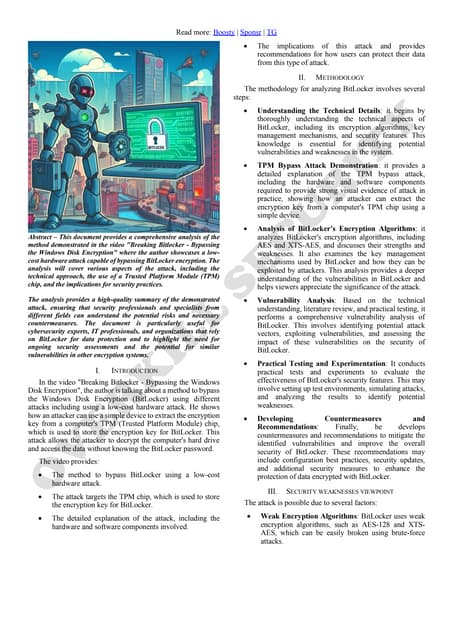 Microsoft Bitlocker Bypass Attack Method Pdf