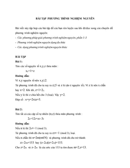 Diophantine equations Phương trình diophant | DOC