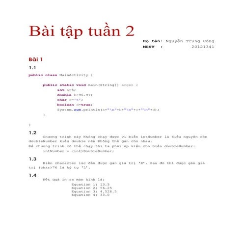 Bài tập tuần 2 | PDF