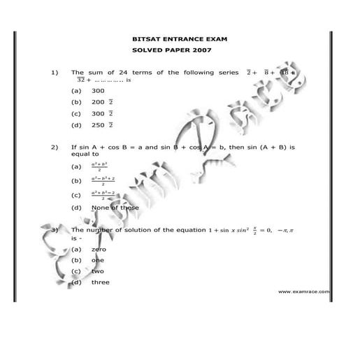Bitsat 2007 questions with answers | PDF