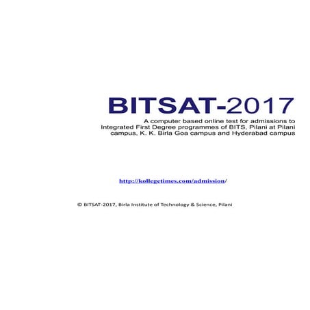 BITS Admission Application, Admit Card, Result details | PDF