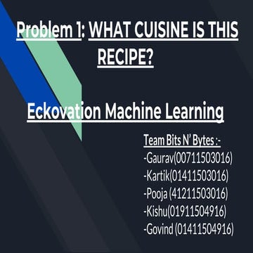 Machine Learning Project | PPT