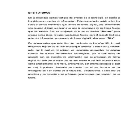 Atomos y bits según nicholas negroponte | DOCX