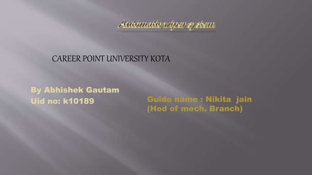 automatic wiper system | PPTX