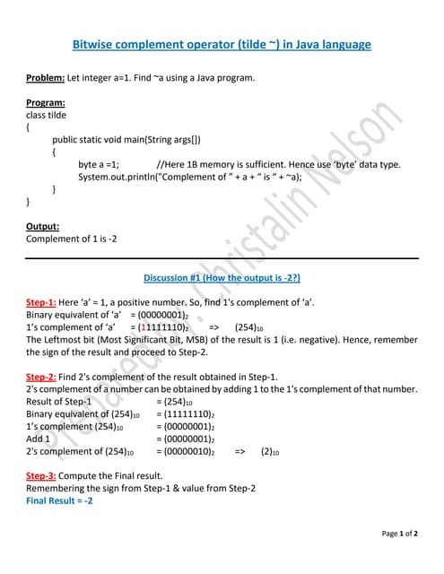 Bitwise Complement Operator Pdf Programming Languages Computing 3067