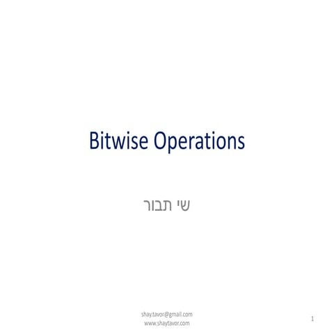 Bitwise-operations in c slideshow of c course | PPT
