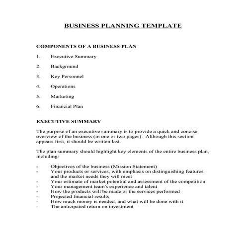 Biz plan-template | PDF