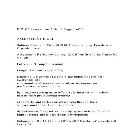 BIZ102 Assessment 2 Brief Page 1 of 5 ASSESSMENT BRI.docx | Educational ...
