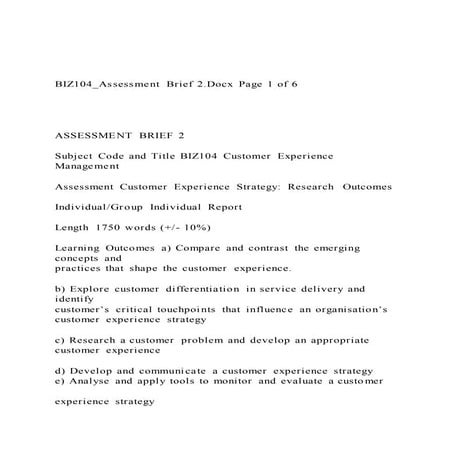 BIZ104_Assessment Brief 2.Docx Page 1 of 6 ASSESSMEN | PDF