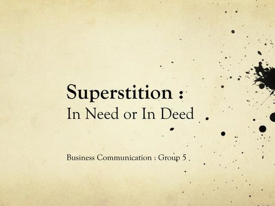 Superstitions in Indian Culture | PPT