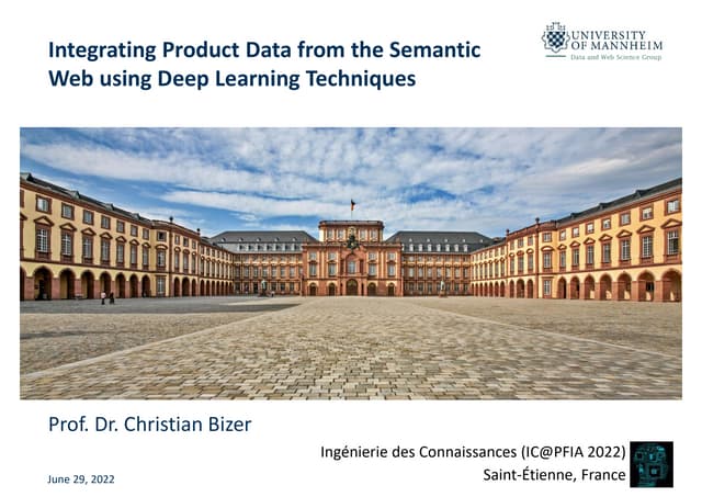 Integrating Product Data From The Semantic Web Using Deep Learning Techniques Ppt
