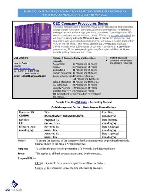 Bizmanualz Accounting Policies and Procedures Sample | PDF
