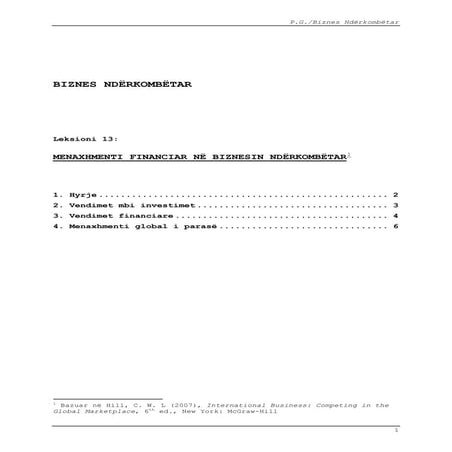 Menaxhmenti Financiar ne Biznesin Nderkombetar | PDF