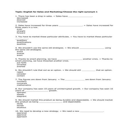 biznes part 1.docx buisness test examples | PDF