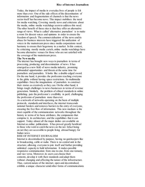 what is online journalism? | PPTX | Internet for Beginners | Internet