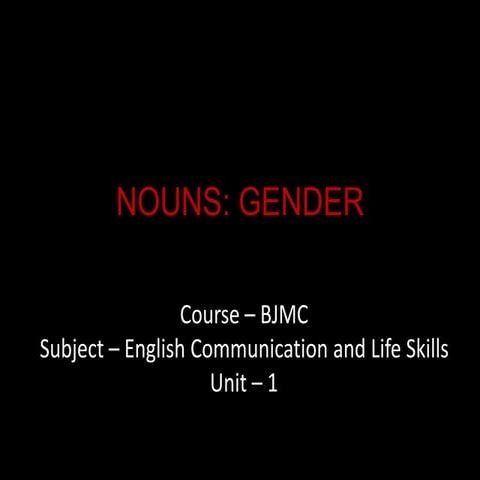 Gender of Nouns - Masculine, Feminine, Common, and Neuter | PPTX