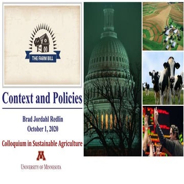 The Farm Bill: Context and Policies | PPT
