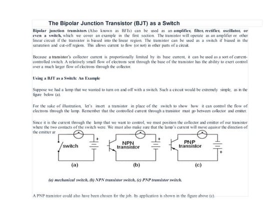 Bjt and cmos as a switch | PPT