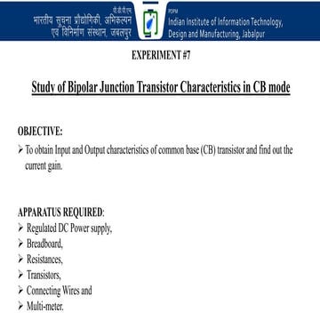 BJT Input and Output Characteristics in Common-Base Configuration | PPTX