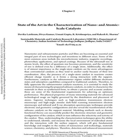State Of The Art In The Characterization Of Nano And Atomic Scale Catalysts Pdf