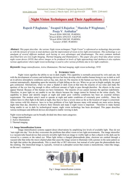 Report on Night Vision Technology | DOCX | Cameras and Camcorders ...