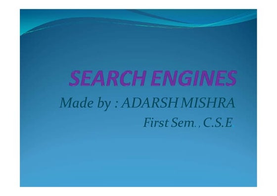 Search Engine Powerpoint | PPTX | Search | Internet