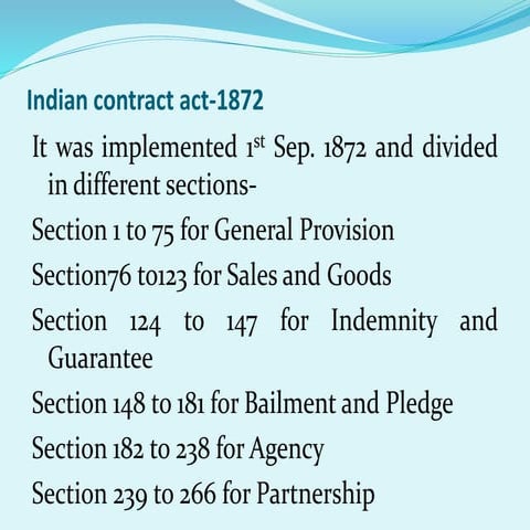 introduction of Indian Contract act 1872 | PPTX | Law