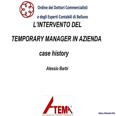 Temporary Management e il Turnaround | PPT