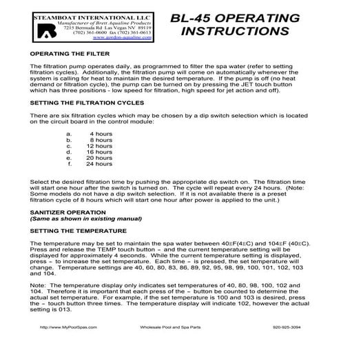 Bl 45 operation manual | PDF