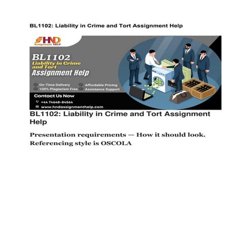 BL1102 Liability in Crime & Tort Assignment Help.docx