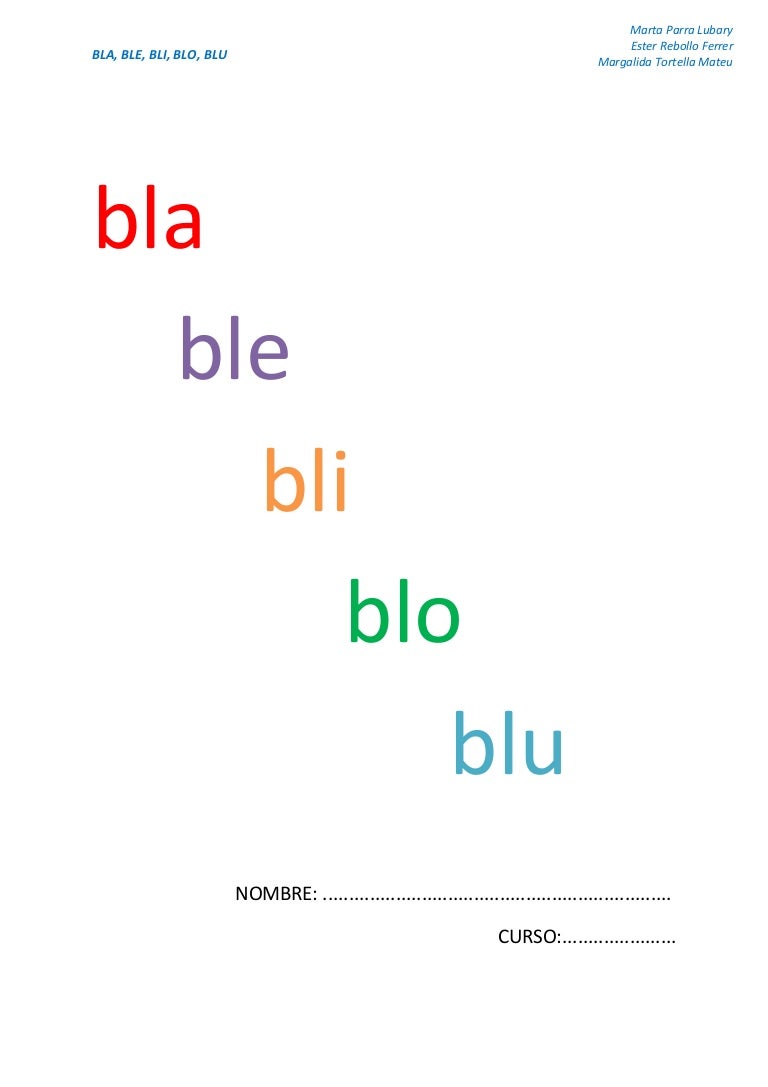 Palabras Con Ble Bli Blo Blu