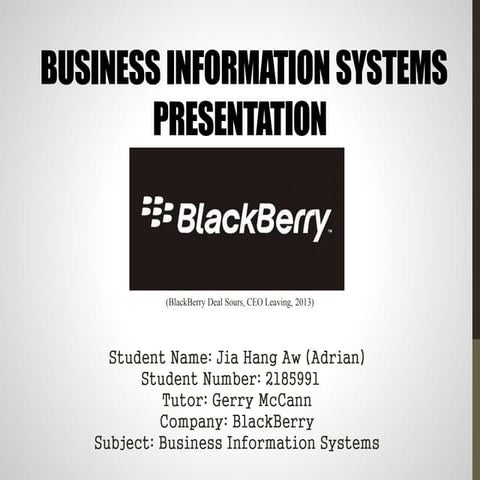 BlackBerry BIS Presentation | PPT