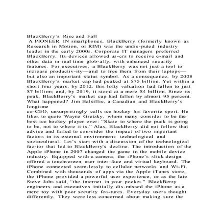 BlackBerry’s Rise and Fall A PIONEER IN smartphones, BlackBerr | DOCX | Smartphones | Consumer ...