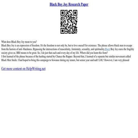 Black Boy Joy Research Paper | PDF | Skin and Dermatology | Diseases ...