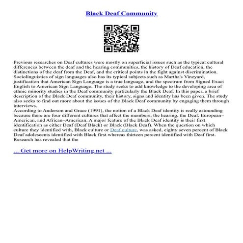 Black Deaf Community | PDF