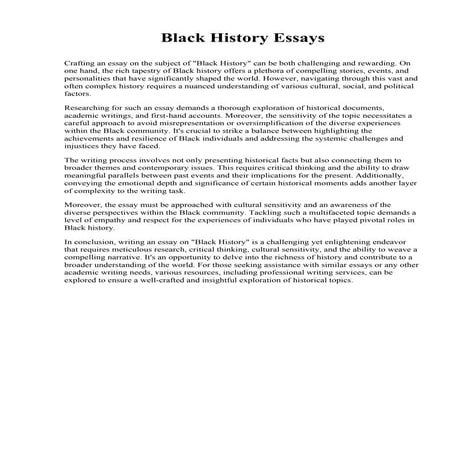 Black History Essays. Seattle University | PDF