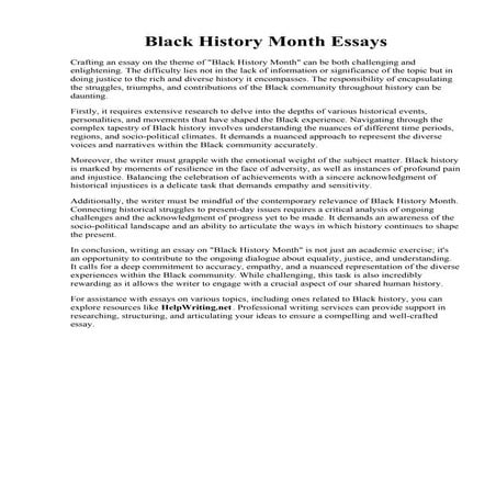 Black History Month Essays.pdfBlack History Month Essays | PDF