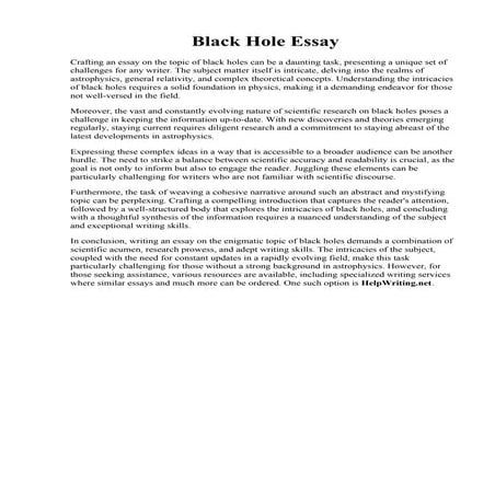 Black Hole Essay. The Universe of Black Holes - Free Essay Example ...