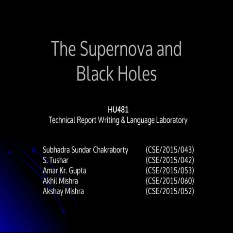 The Supernova and Black Holes | PPT