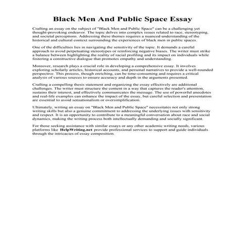 Black Men And Public Space Essay. Black men and public space analysis ...