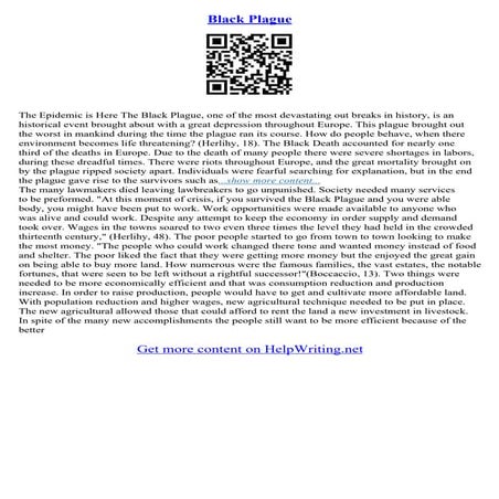 Black Plague Essay Pdf