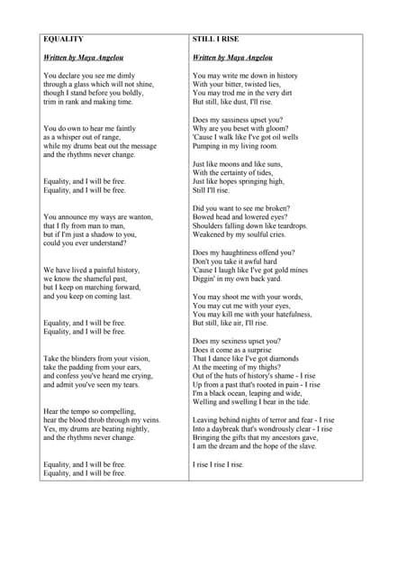 Still I Rise | PPTX | Poetry | Books and Literature