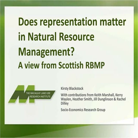 Does representation matter in Natural Resource Management? | PPTX