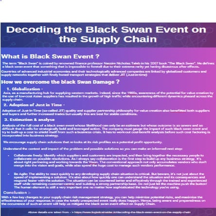 Decoding the Black Swan Event on the Supply Chain | PDF