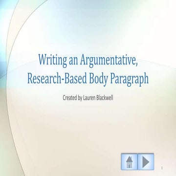 Writing an Argumentative, Research-Based Body Paragraph | PPTX