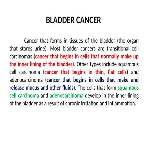 BLADDER CANCER. adult health nursing pptx | PPTX