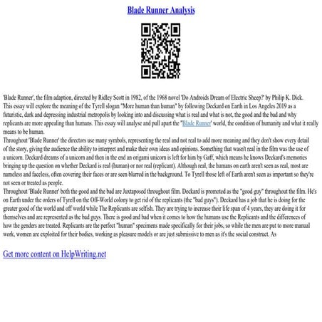 Blade Runner Analysis | PPT