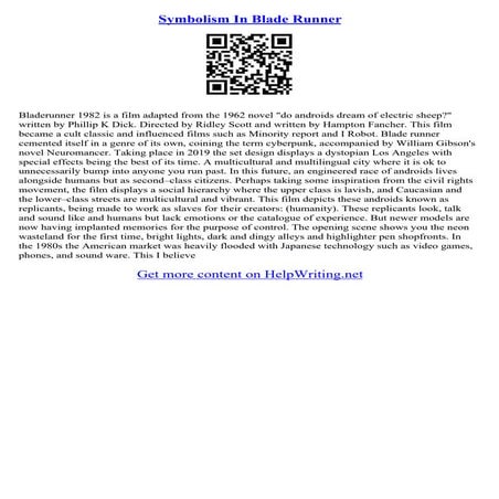 Blade Runner Analysis | PDF