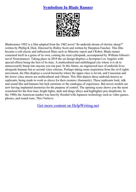 Blade Runner Analysis | PDF