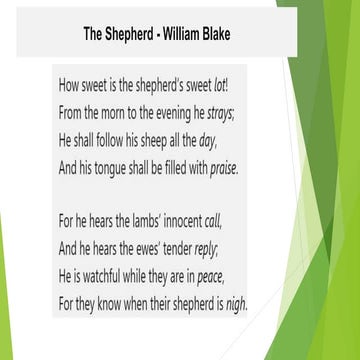 Blake's Shephard & Lamb poems with detailed notes and Illustrations | PPTX